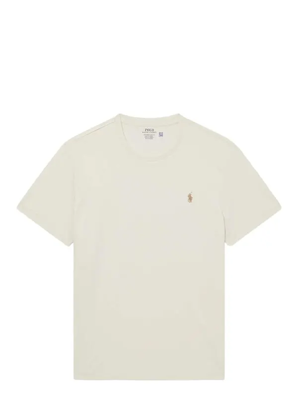 Polo Ralph Lauren Logo-embroidered Cotton-jersey T-shirt - Cream
