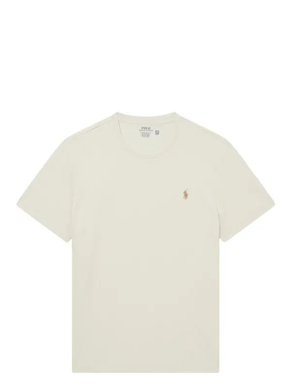 Polo Ralph Lauren Logo-embroidered Cotton-jersey T-shirt - Neutrals