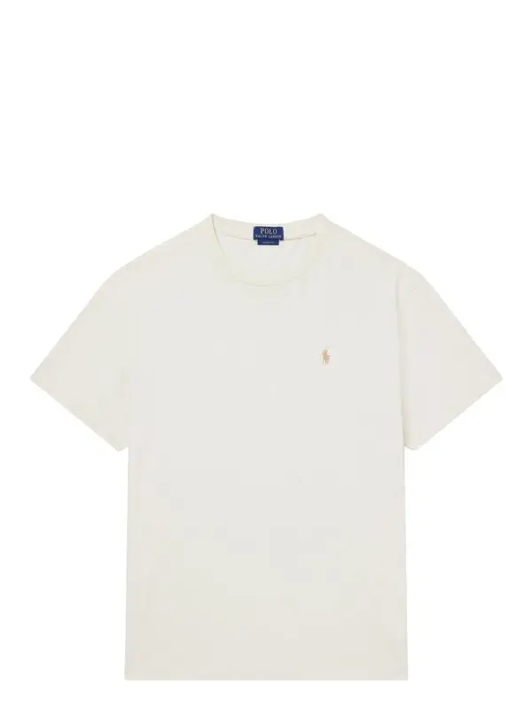 Polo Ralph Lauren Logo-embroidered Cotton-jersey T-shirt - Neutrals