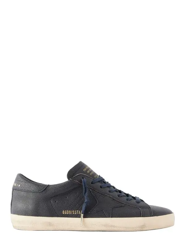 GOLDEN GOOSE Super-star Distressed Leather Sneakers - Navy