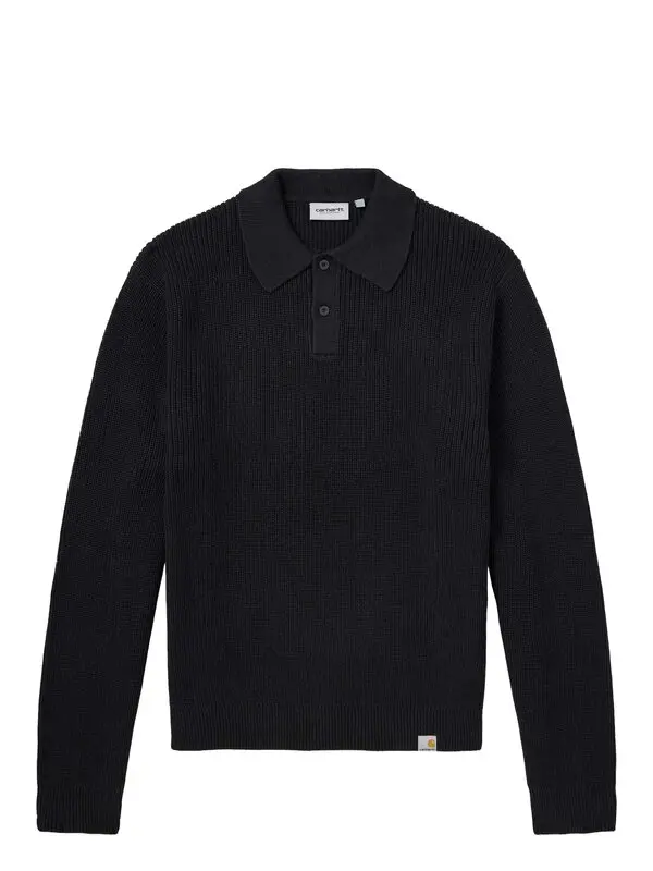 Carhartt Work In Progress Miles Cotton Polo Shirt - Black