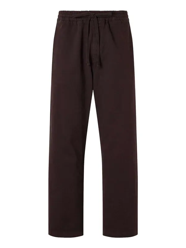 Carhartt Work In Progress Floyde Straight-leg Garment-dyed Stretch-cotton Twill Drawstring Trousers - Brown