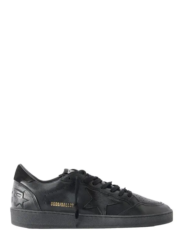 GOLDEN GOOSE Ball Star Distressed Suede-trimmed Leather Sneakers - Black