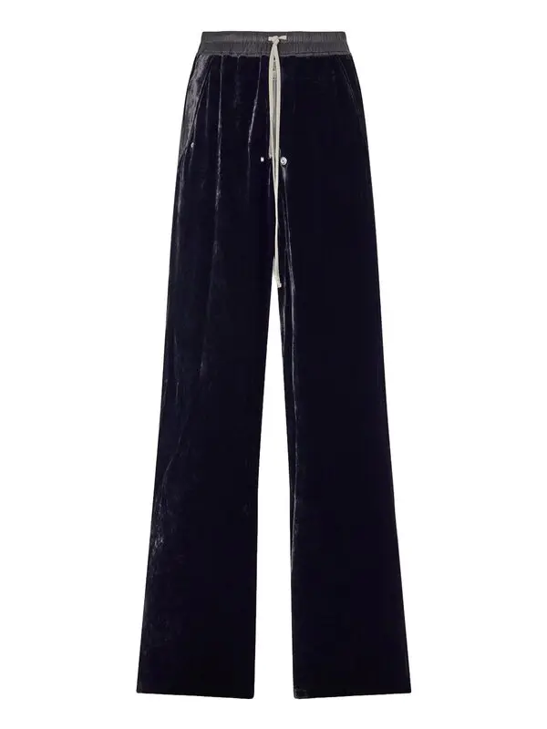 Rick Owens Bela Wide-leg Drawstring Velour Trousers - Black