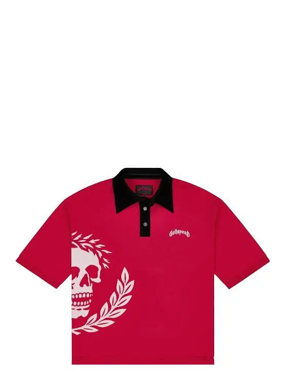 GODSPEED Victor Oversized Crest Polo Shirt - Red