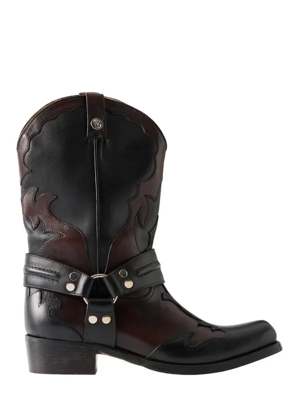 Versace Cowboy 30 Leather Ankle Boots - Black