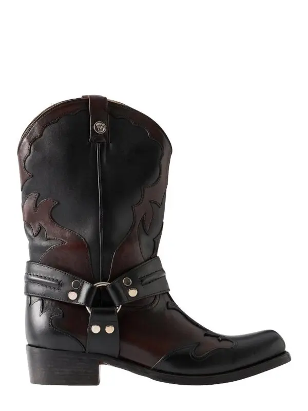 Versace Cowboy 30 Leather Ankle Boots - Black