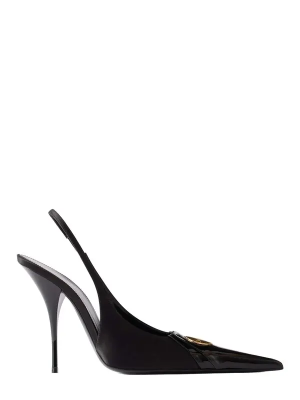 Saint Laurent Louis 110 Embellished Patent-leather Slingback Pumps - Black