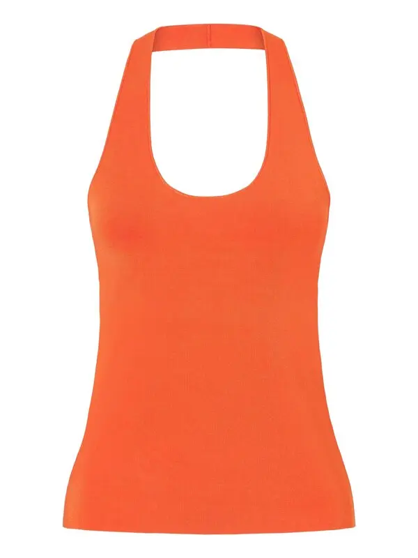 Theory Halterneck Ribbed Tank - Orange