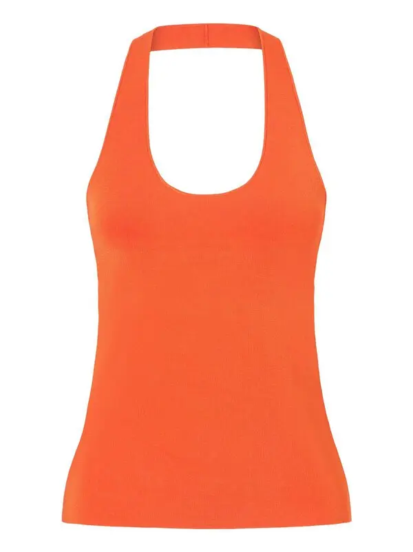 Theory Halterneck Ribbed Tank - Orange
