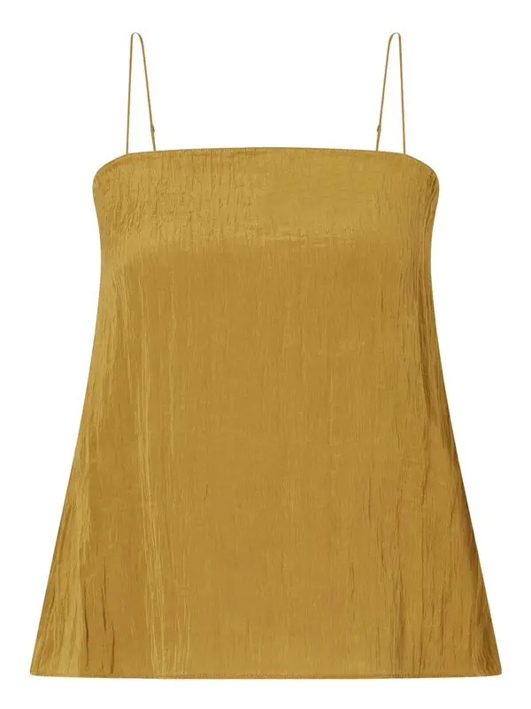 Tibi Crinkle Charmeuse Tank - Yellow