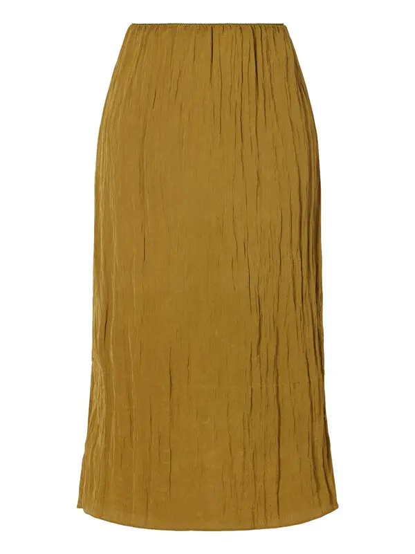 Tibi Crinkled Charmeuse Midi Skirt - Yellow