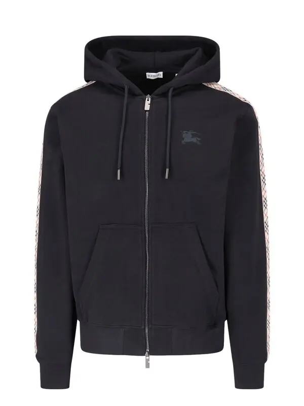Burberry Zip Hoodie "check - Black
