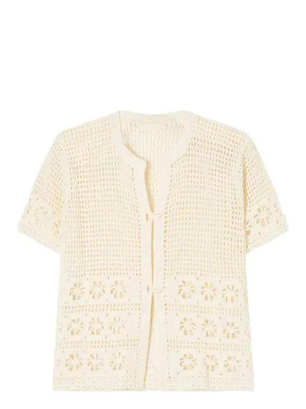 TERRY PUESTO Crocheted Organic-cotton Blouse - Cream