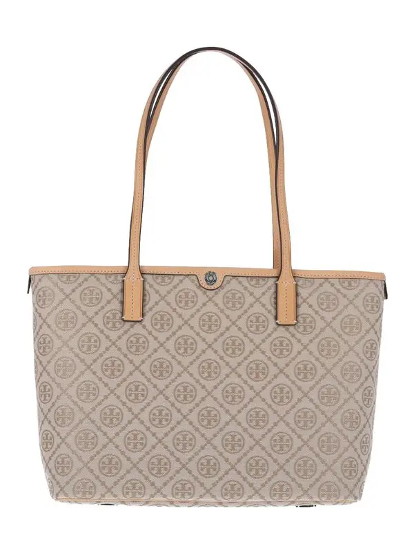 Tory Burch T Monogram" Small Tote Bag - White