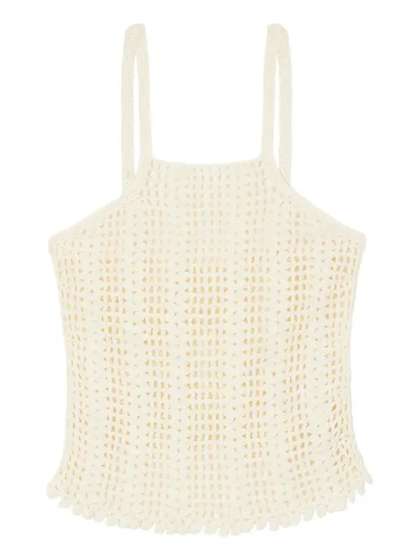 TERRY PUESTO Tuffo Crochet-knit Organic Cotton Tank - Neutrals