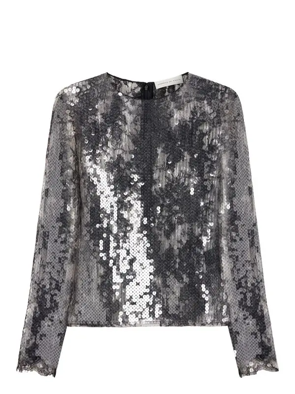Veronica De Piante Dalia Lace And Sequined Blouse - Black