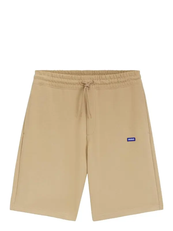 Hugo Cotton Terry Logo Patch Shorts - Beige
