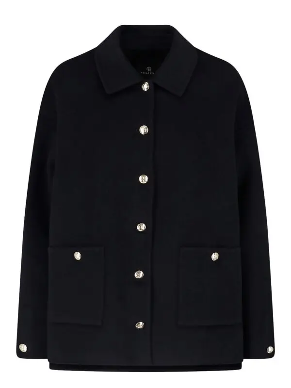 ANINE BING Wool And Cashmere Jacket With Classic Collar - Black