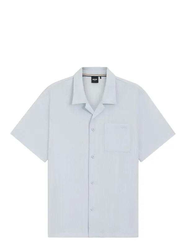 BOSS Regular-fit Shirt In Seersucker Fabric - Light Blue