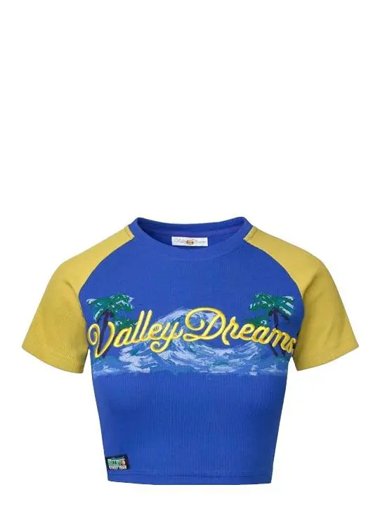 VALE FOREVER Graphic Print Cropped T-shirt - Blue