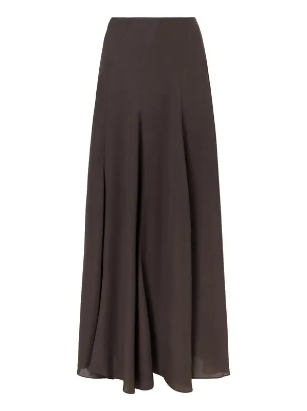 RUOHAN Aeris Pleated Silk-crepe Midi Skirt - Brown