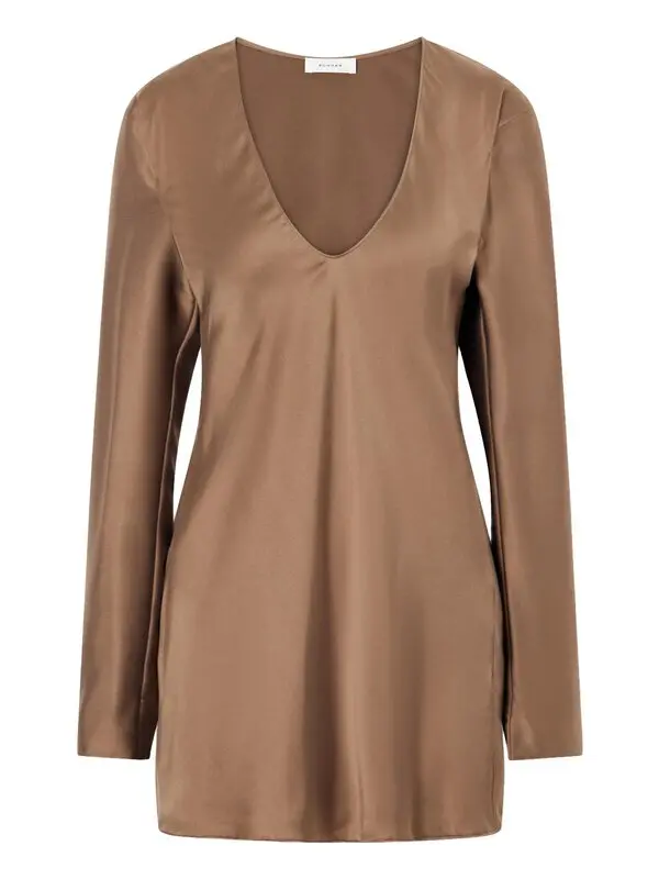 RUOHAN Syros Silk-blend Satin Blouse - Brown
