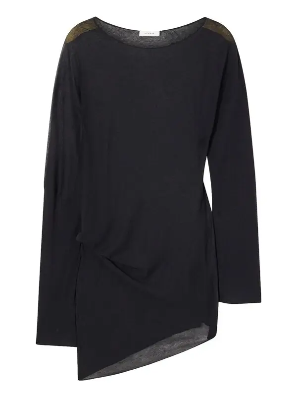 RUOHAN Asymmetric Gathered Cotton-gauze Blouse - Black