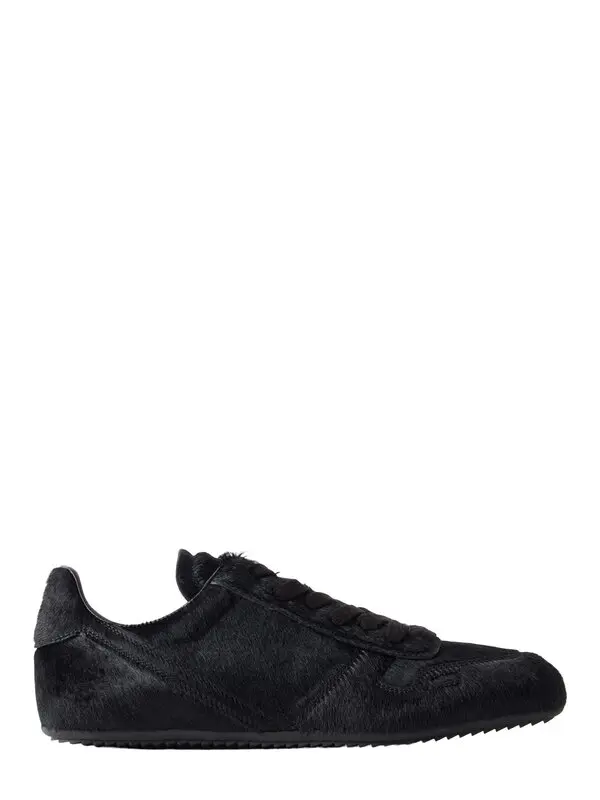 Rick Owens Minimal Sneaks Calf-hair And Leather Sneakers - Black