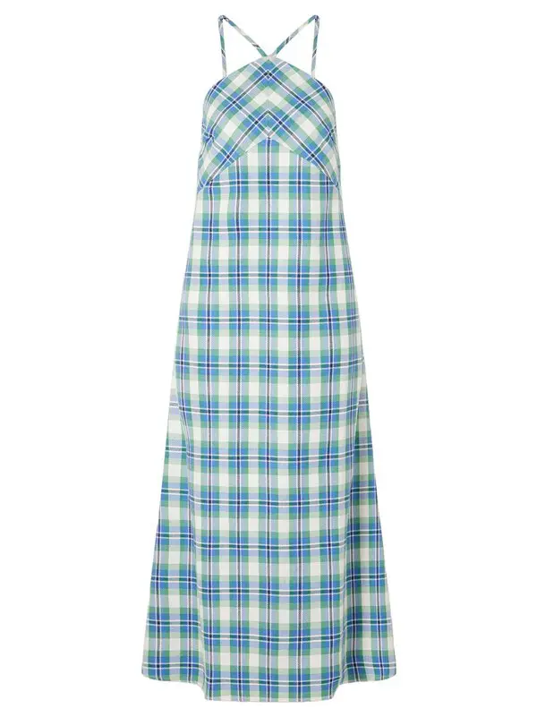 Rosie Assoulin Call Me Maybe" Checked Cotton Maxi Dress - Green