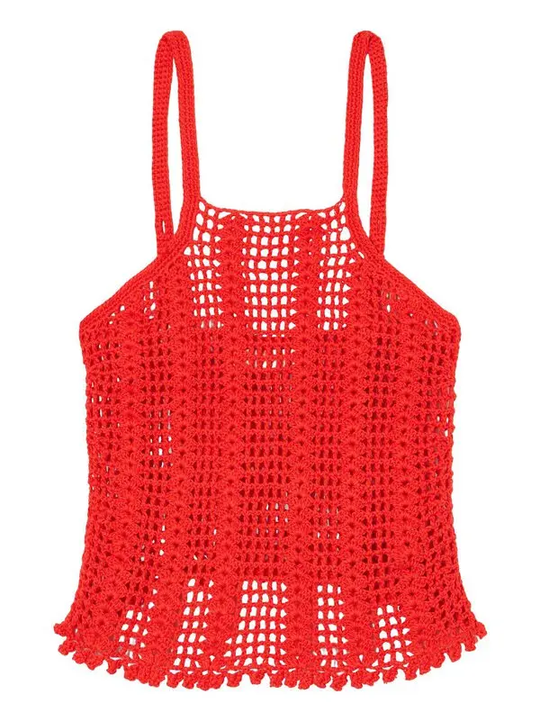 TERRY PUESTO Crocheted Organic Cotton Tank - Red