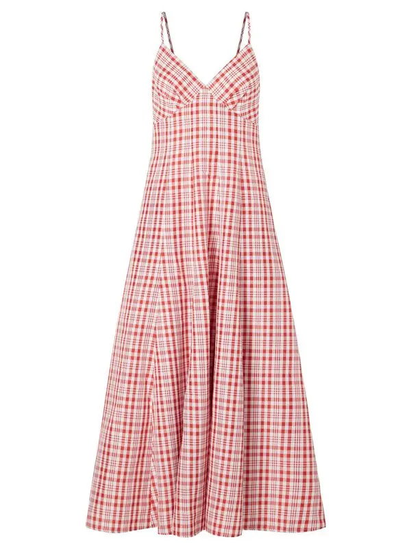 Rosie Assoulin Checked Jersey Maxi Dress - Red