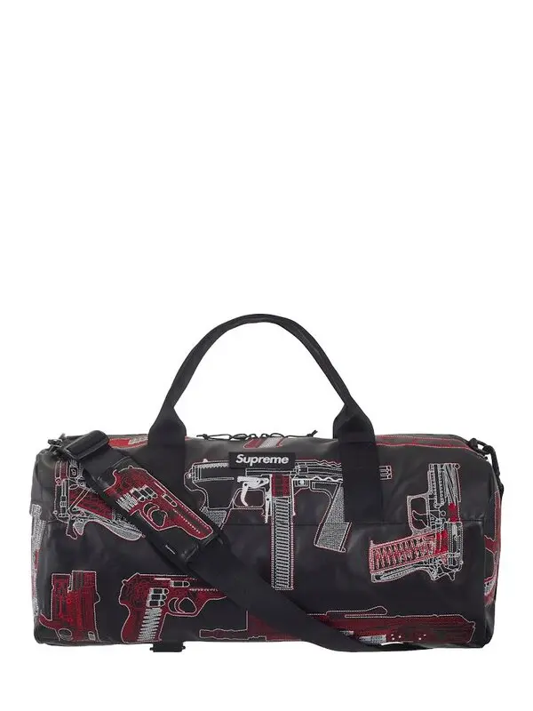 Supreme Guns Embroidered Leather Duffle Bag - Black