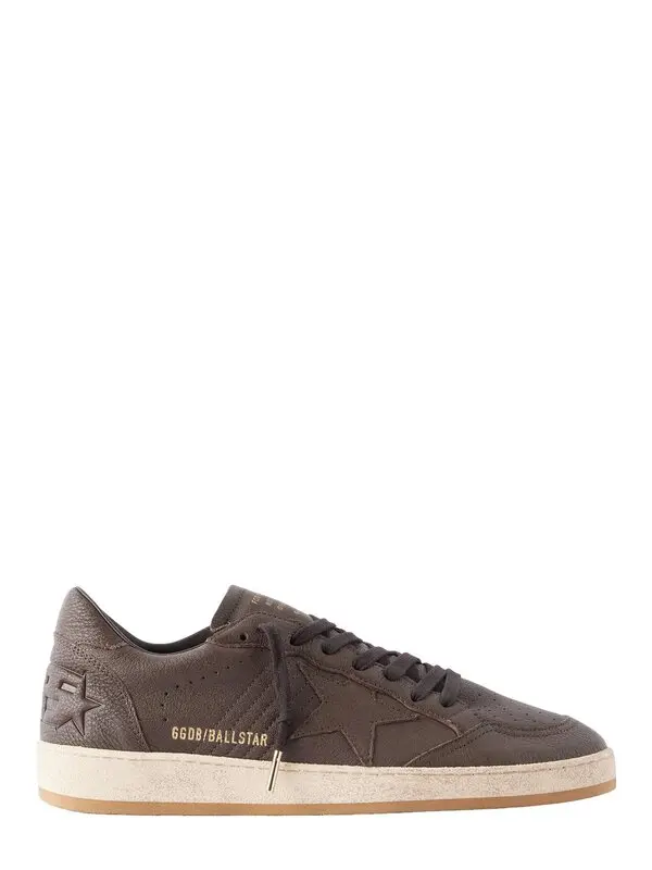 GOLDEN GOOSE Ball Star Distressed Leather Sneakers - Brown