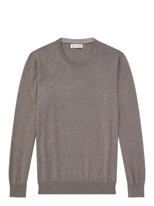 Brunello Cucinelli Cashmere Crew Neck Sweater - Brown