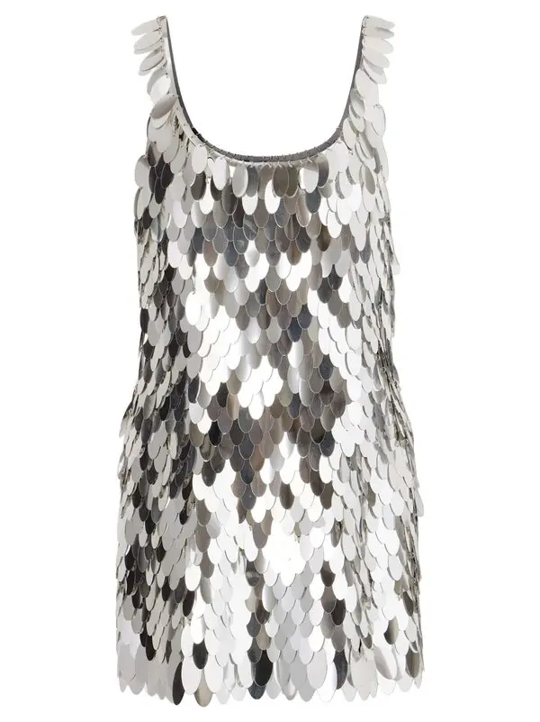 Rabanne Sequined -tone Chainmail Mini Dress - Silver