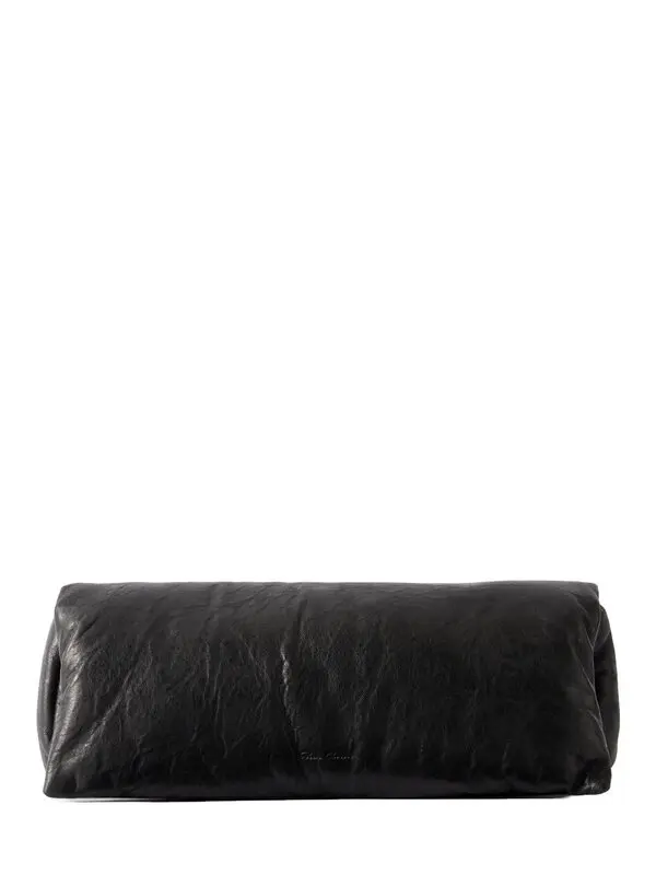 Rick Owens Baguette Logo-debossed Crinkled Leather Clutch - Black