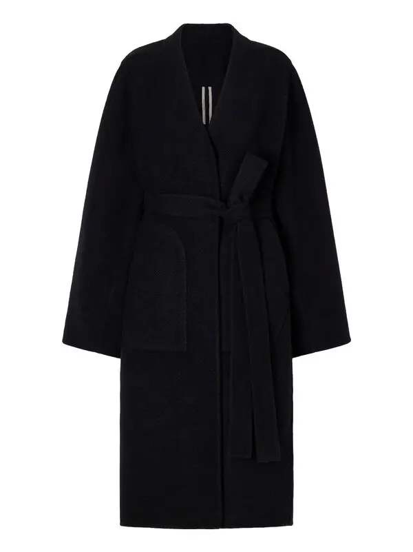 Rick Owens Dagger Belted Cashmere Coat - Black