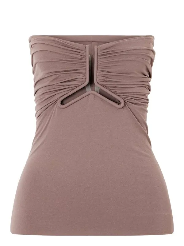 Rick Owens Alannah Strapless Ruched Cut Out Top - Grape
