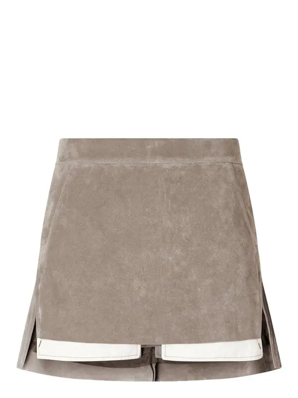 Rick Owens Suede Mini Skirt With High Slits - Gray