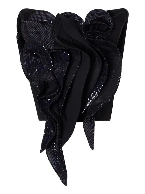 Maticevski Lavish Bodice Embellished Georgette Blouse - Black