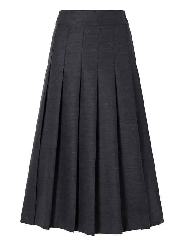 RÓHE Pleated Wool-blend Midi Skirt - Gray