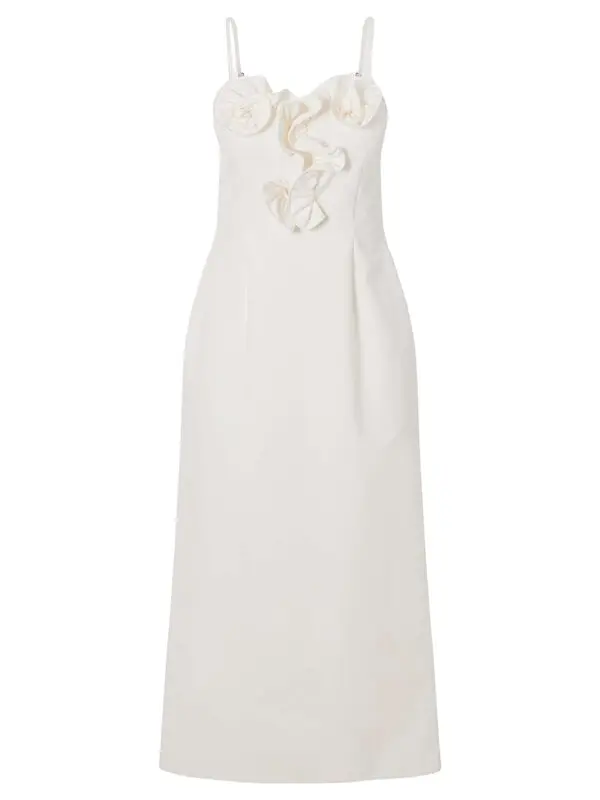 Magda Butrym Embellished Ruffled Cotton Midi Dress - Cream