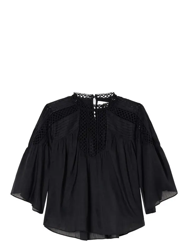 MARANT ETOILE Lace-trimmed Woven Blouse - Black