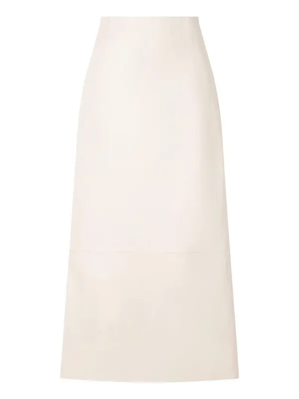Loulou De Saison Inga Paneled Leather Midi Skirt - Neutrals