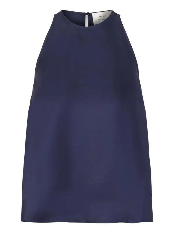 Loulou De Saison Silk-twill Cape Blouse - Navy