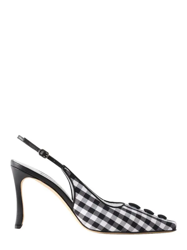 Manolo Blahnik Alexa 90 Embellished Gingham Slingback Pumps - Black