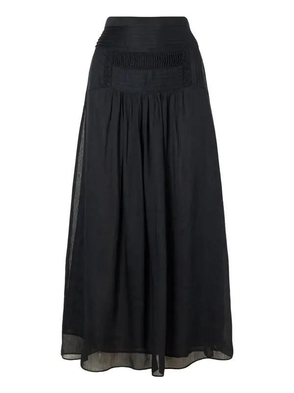 MARANT ETOILE Embroidered Crepon Midi Skirt - Black