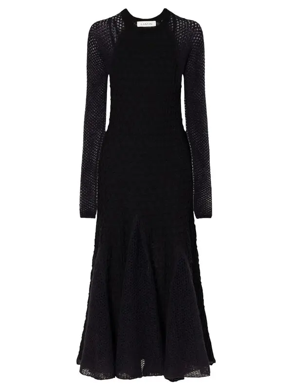 LANVIN Open-knit Wool Maxi Dress - Black