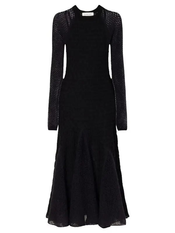LANVIN Open-knit Wool Maxi Dress - Black